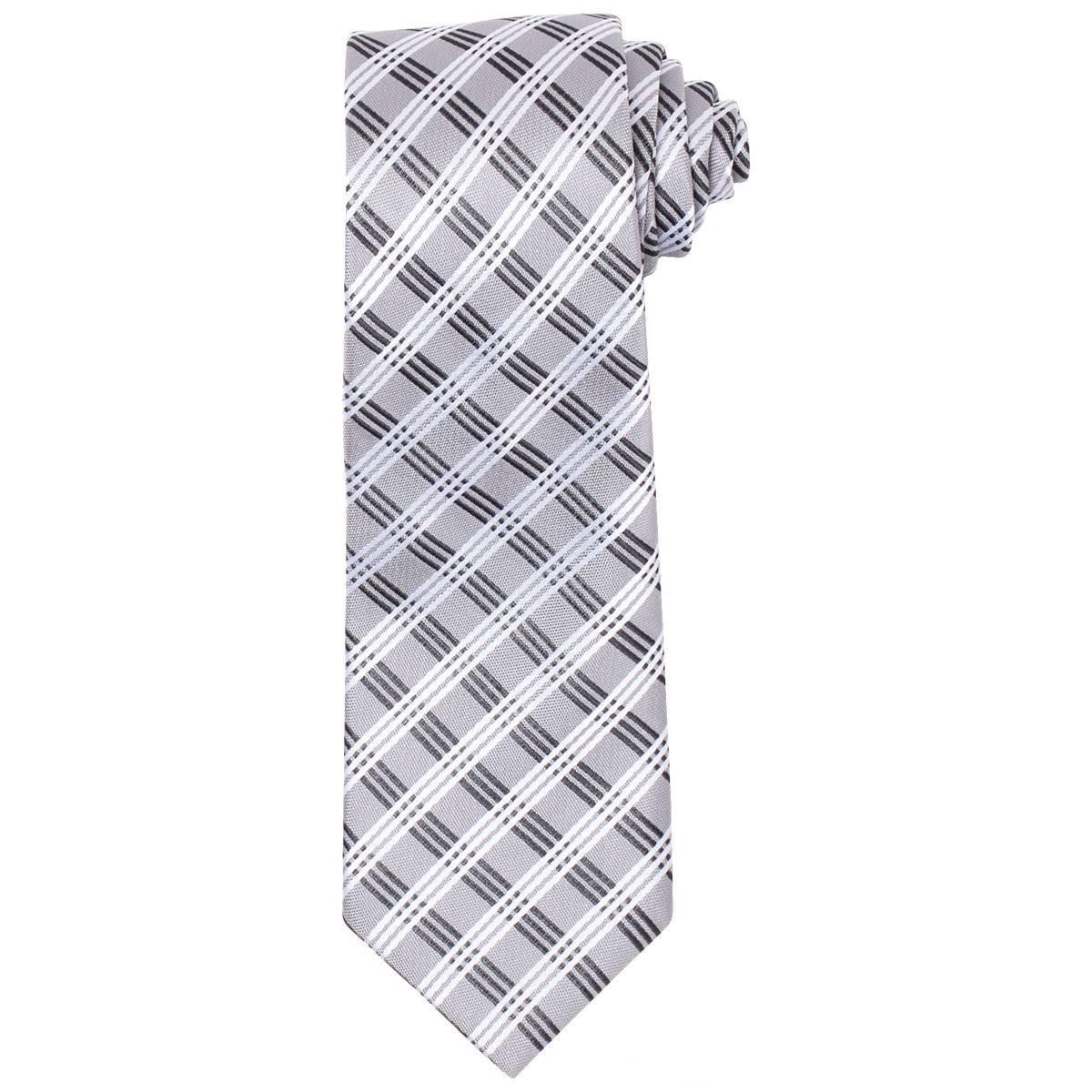 Click here for Boys Bill Blass Plaid Tie - Grey/Black prices