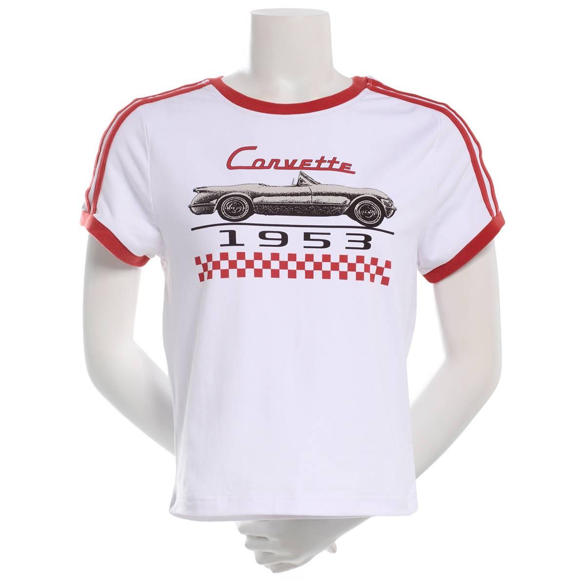 Click here for Juniors Plus C-Life 1953 Corvette Ringer Baby Tee prices