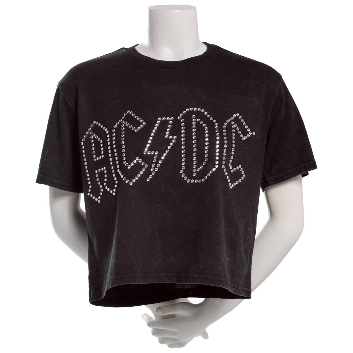 Click here for Juniors C-Life Mineral Wash AC/DC Rhinestone Cropp... prices