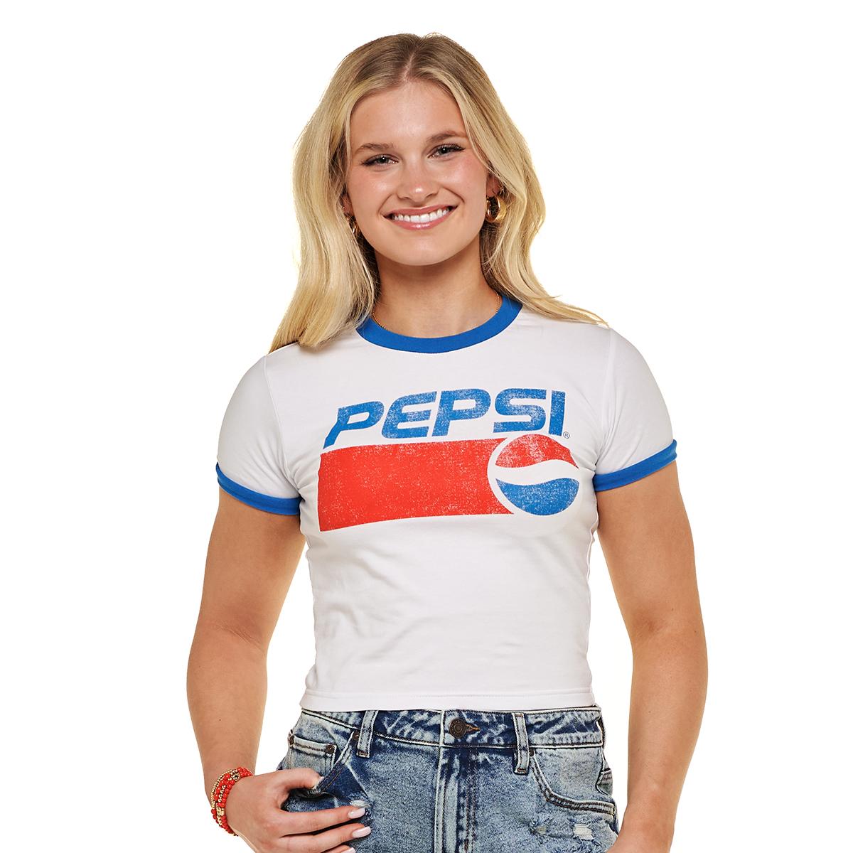 Click here for Juniors C-Life Pepsi Logo Ringer Baby Tee prices