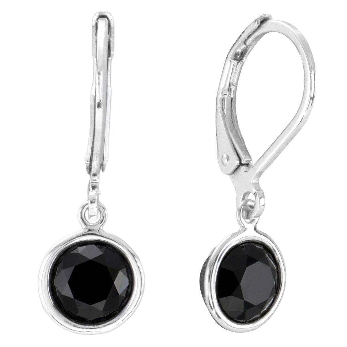 Click here for Athra Silver Plated 6mm Round Black Bezel Leverbac... prices