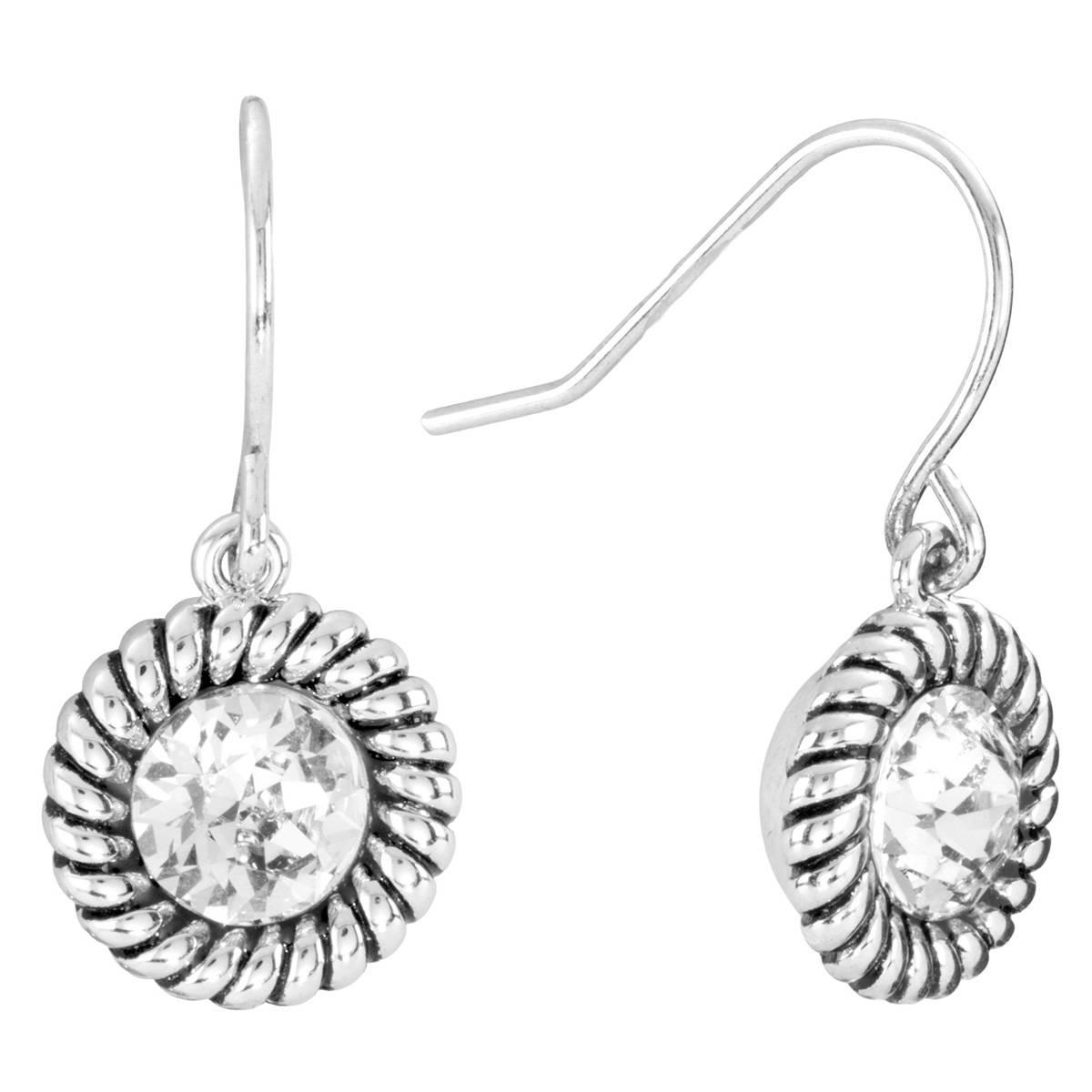 Click here for Athra 6mm Silver Plated Crystal Drop Earrings prices