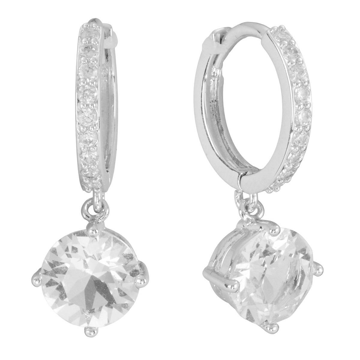 Click here for Athra 15mm Silver Plated Hoop Earrings with Crysta... prices