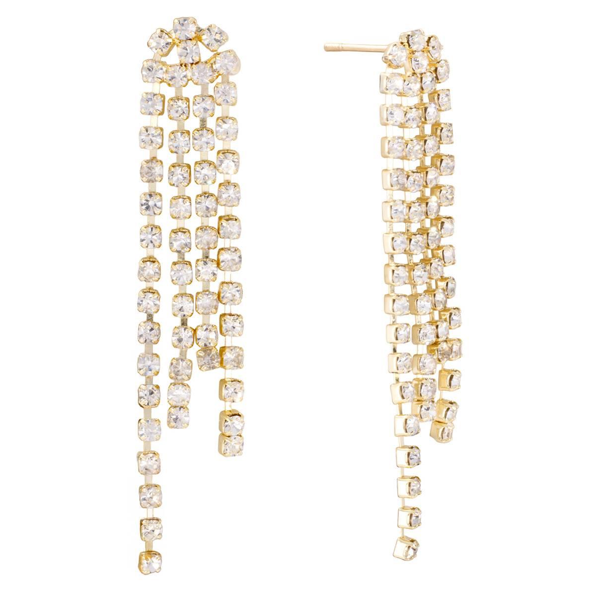 Click here for Athra 14kt. Gold over Brass Crystal Drop Earrings prices