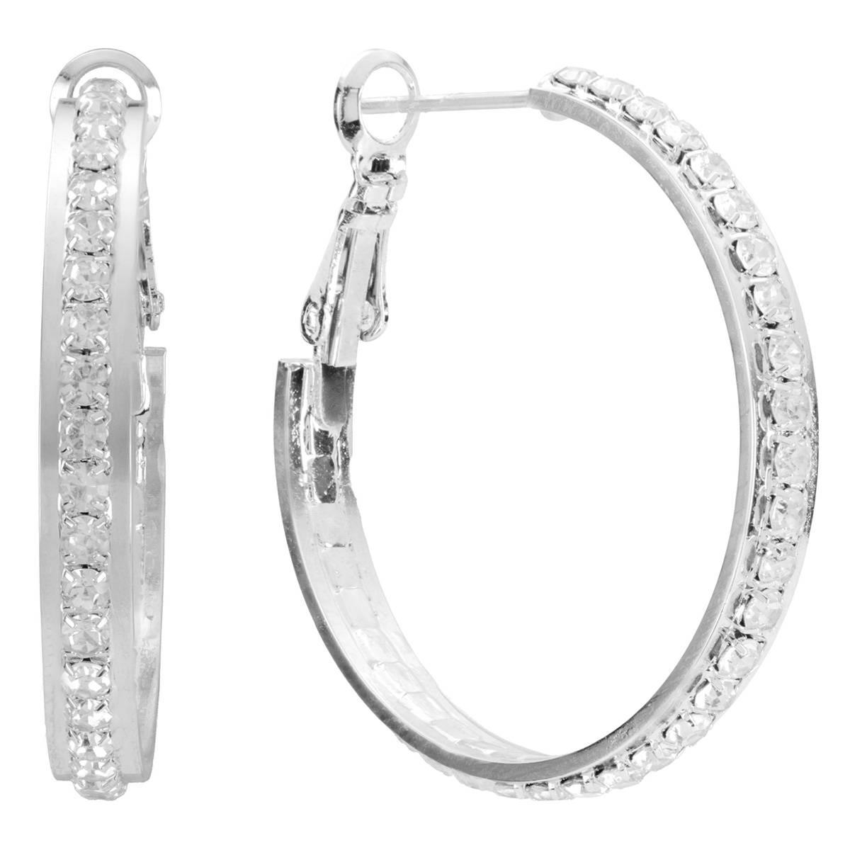 Click here for Athra 32mm Silver Plated Crystal Hoop Earrings prices