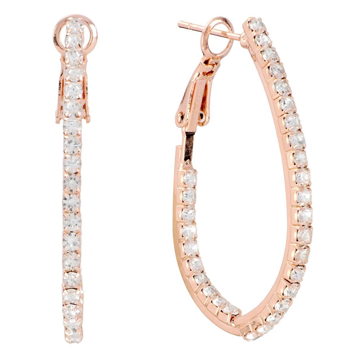 Click here for Athra Rose Gold Over Brass 37mm Oval Crystal Hoop... prices
