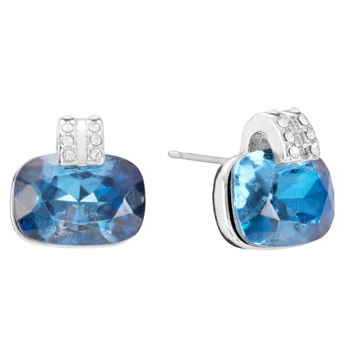 Click here for Athra Silver Plated & Dark Blue Crystal Stud Earri... prices