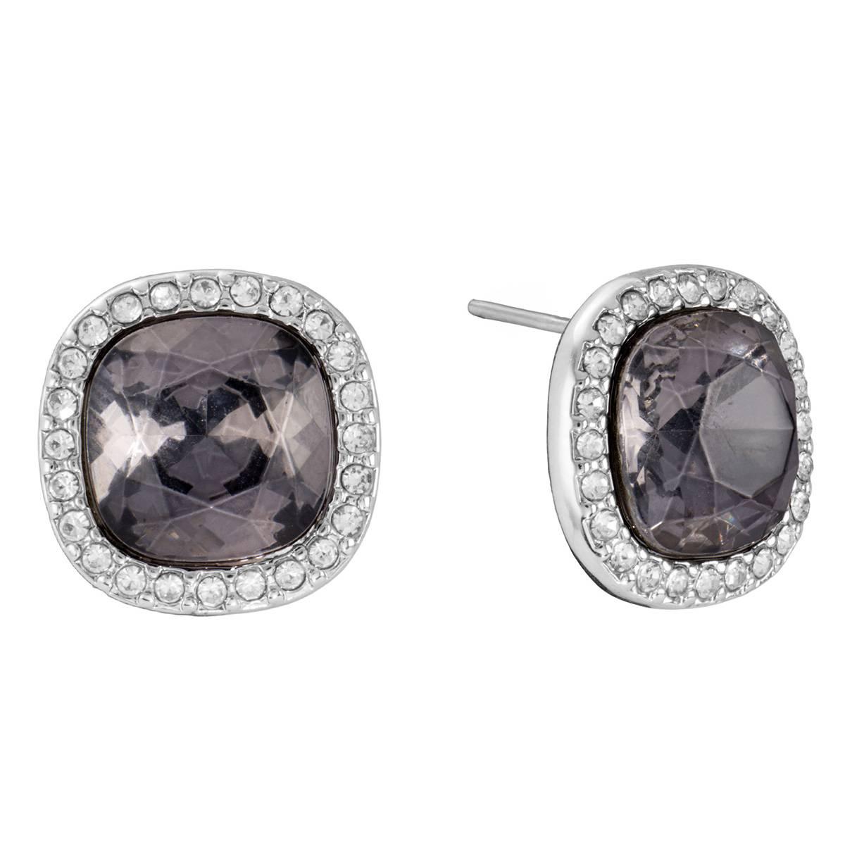 Click here for Athra Silver Plated & Smokey Grey Crystal Stud Ear... prices
