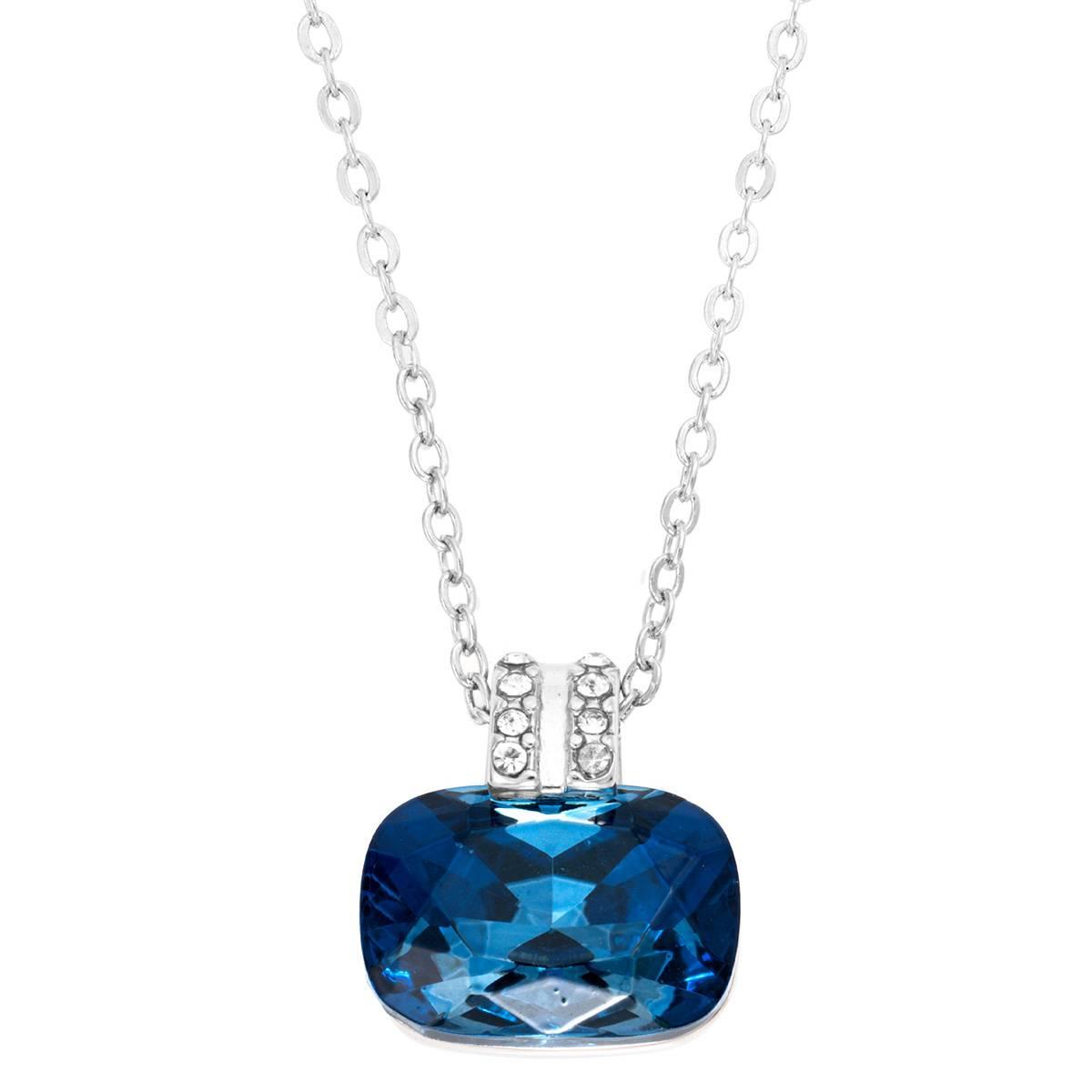 Click here for Athra Silver Plated & Dark Blue Crystal Pendant Ne... prices