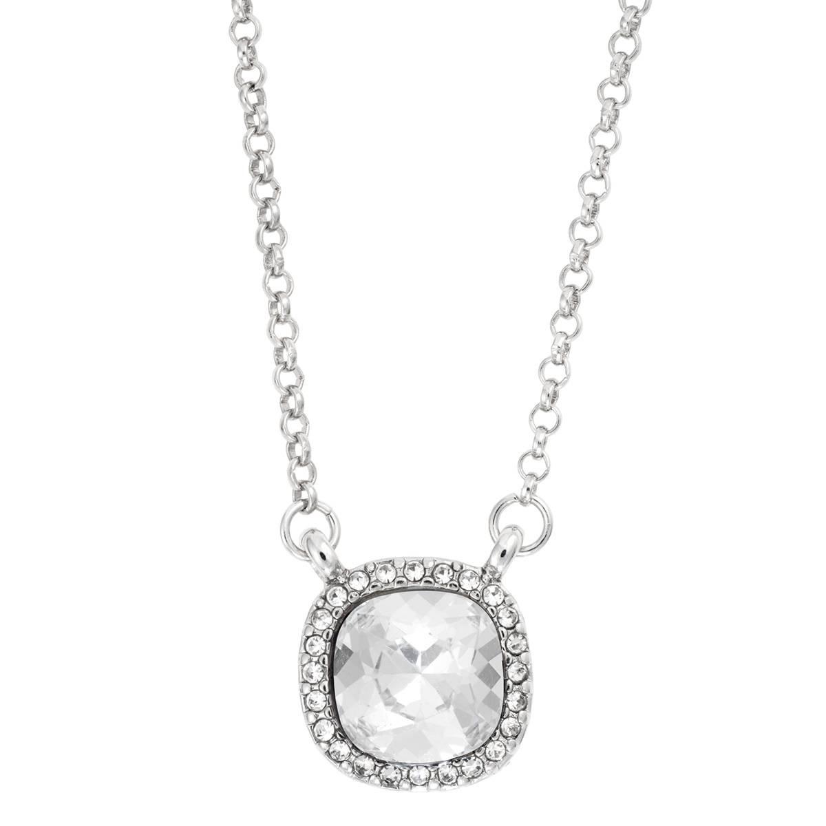 Click here for Athra Silver Plated Clear Crystal Cushion-Cut Pend... prices