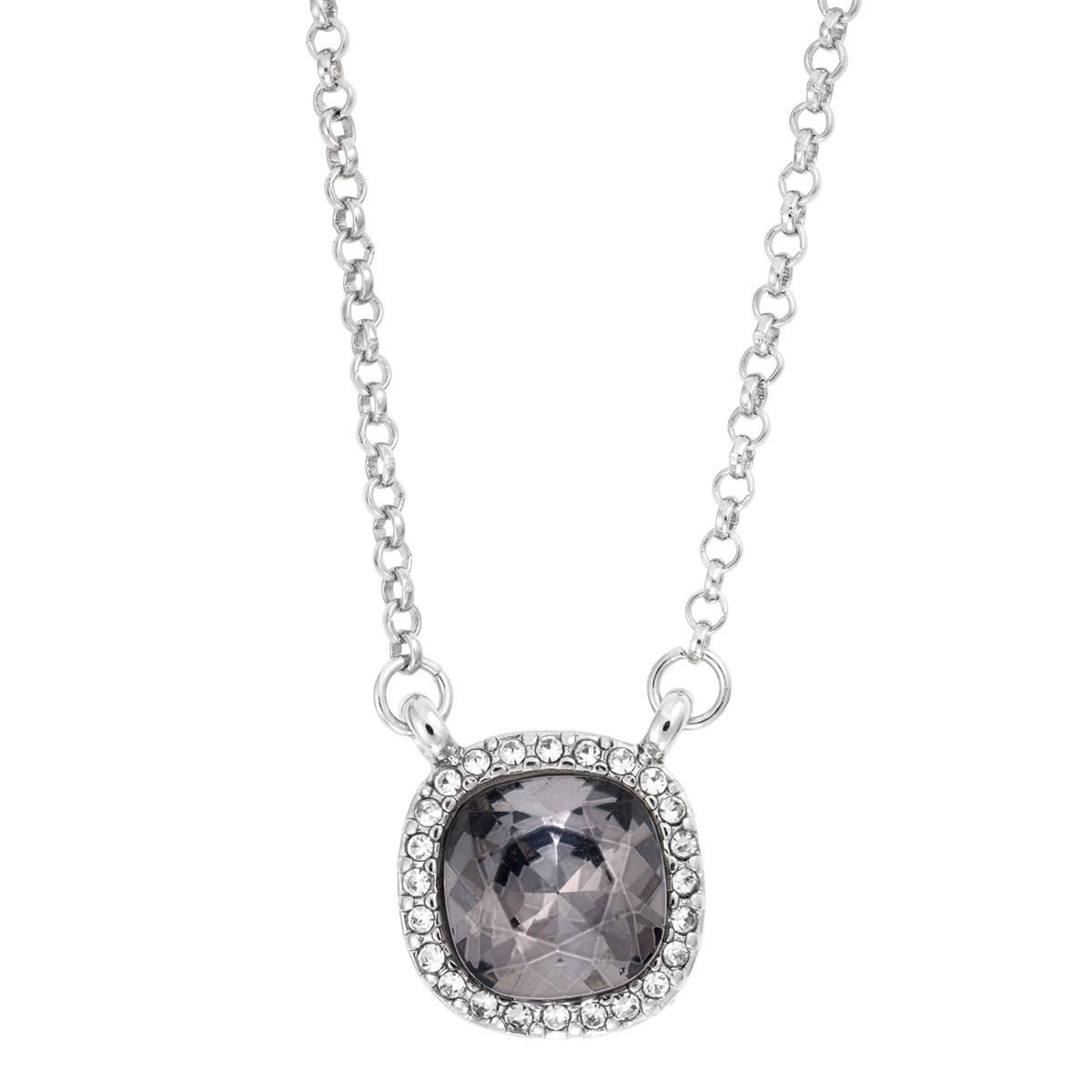 Click here for Athra Smokey Grey Crystal Cushion Pendant Necklace prices