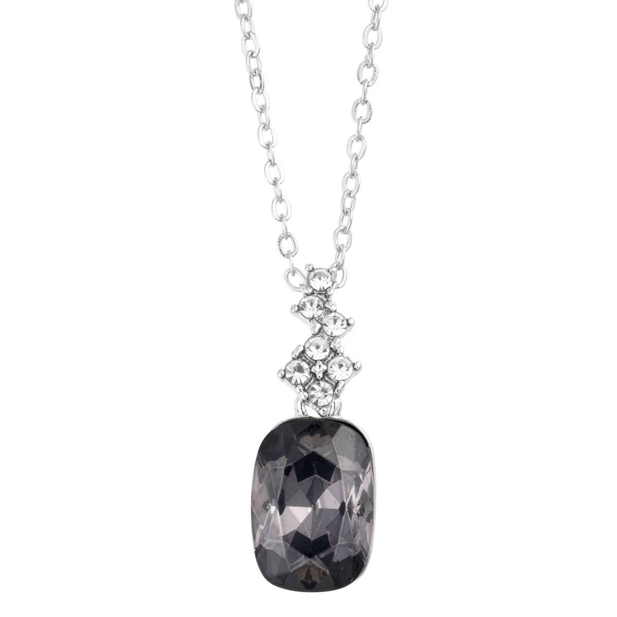 Click here for Athra Fine Silver Plated Smokey Grey Crystal Penda... prices