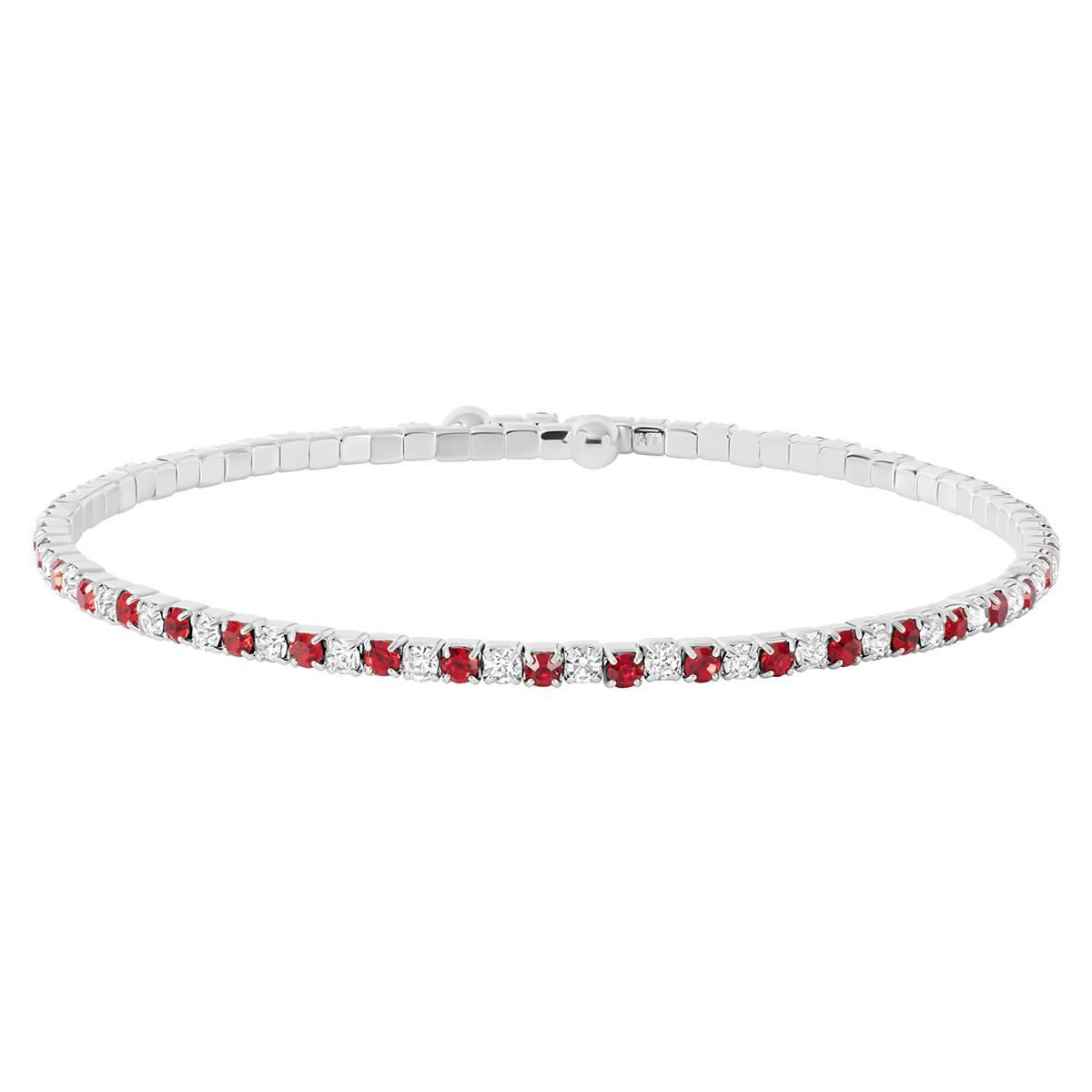 Click here for Athra Fine Silver-Plated Red & White Crystal Coil... prices