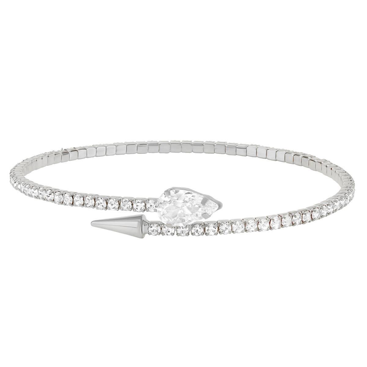 Click here for Athra Silver Plated Single Crystal Spear Coil Brac... prices
