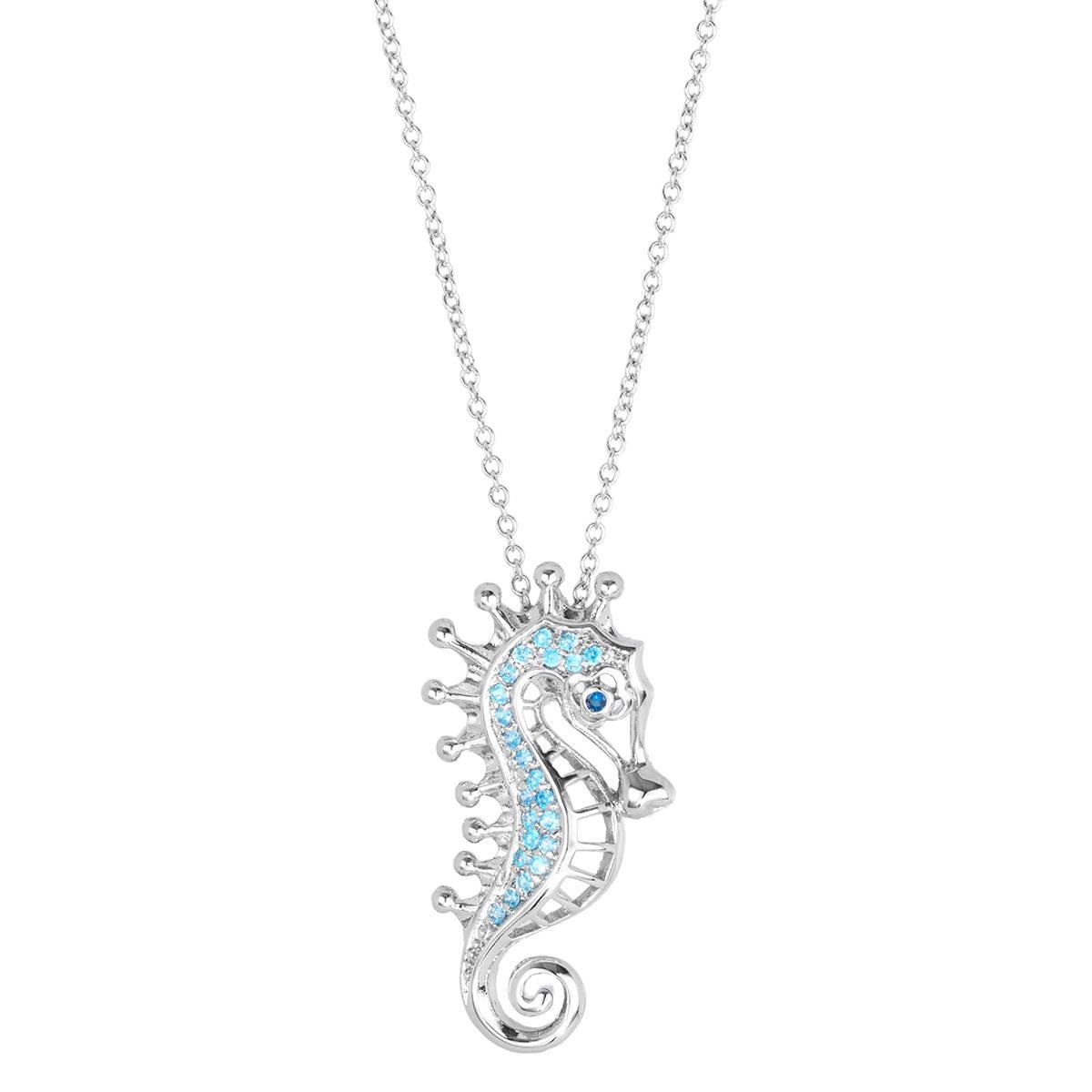 Click here for Athra 18in. Silver Plated CZ Seahorse Pendant Neck... prices