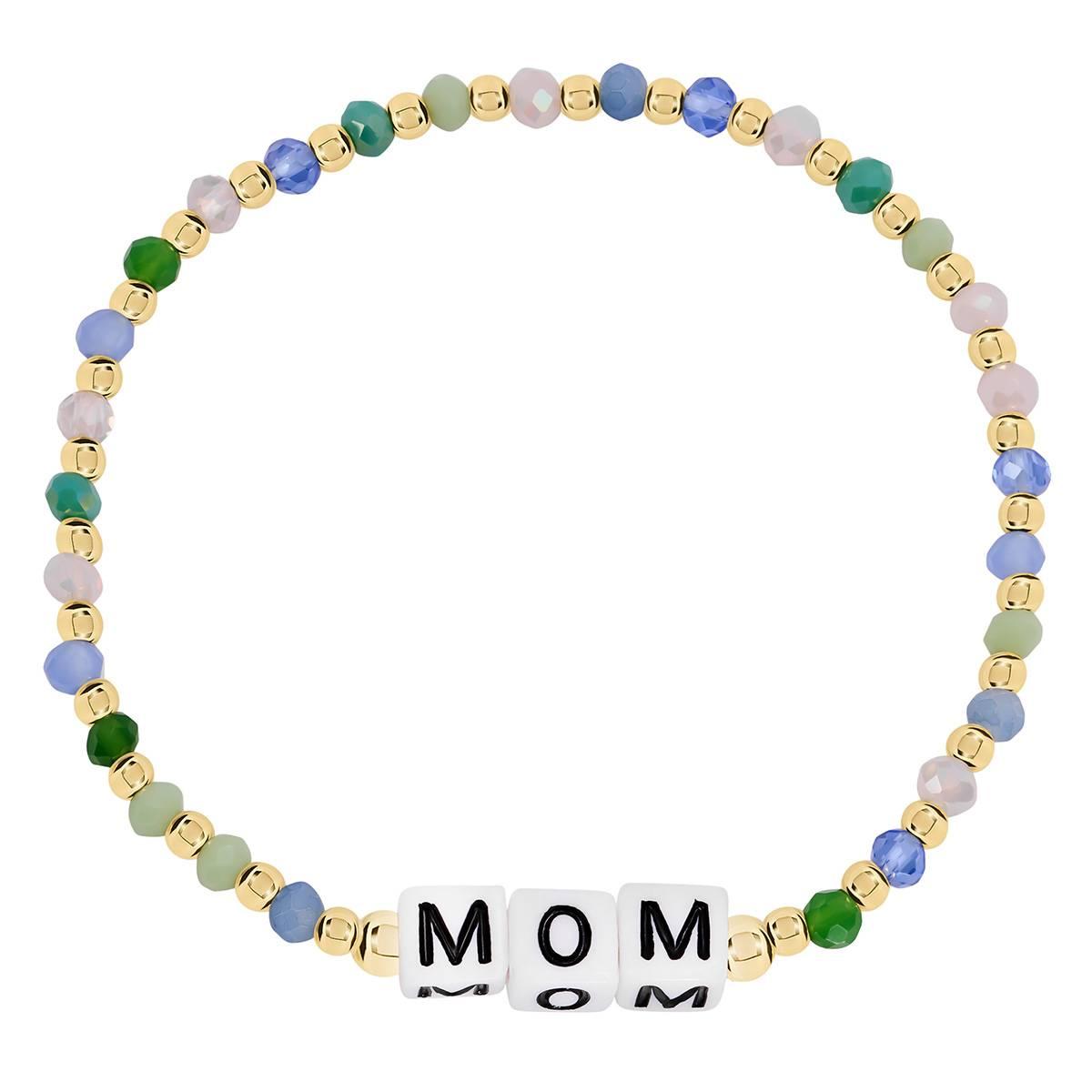 Click here for Athra 14kt. Gold over Brass Blue Mom Stretch Beade... prices