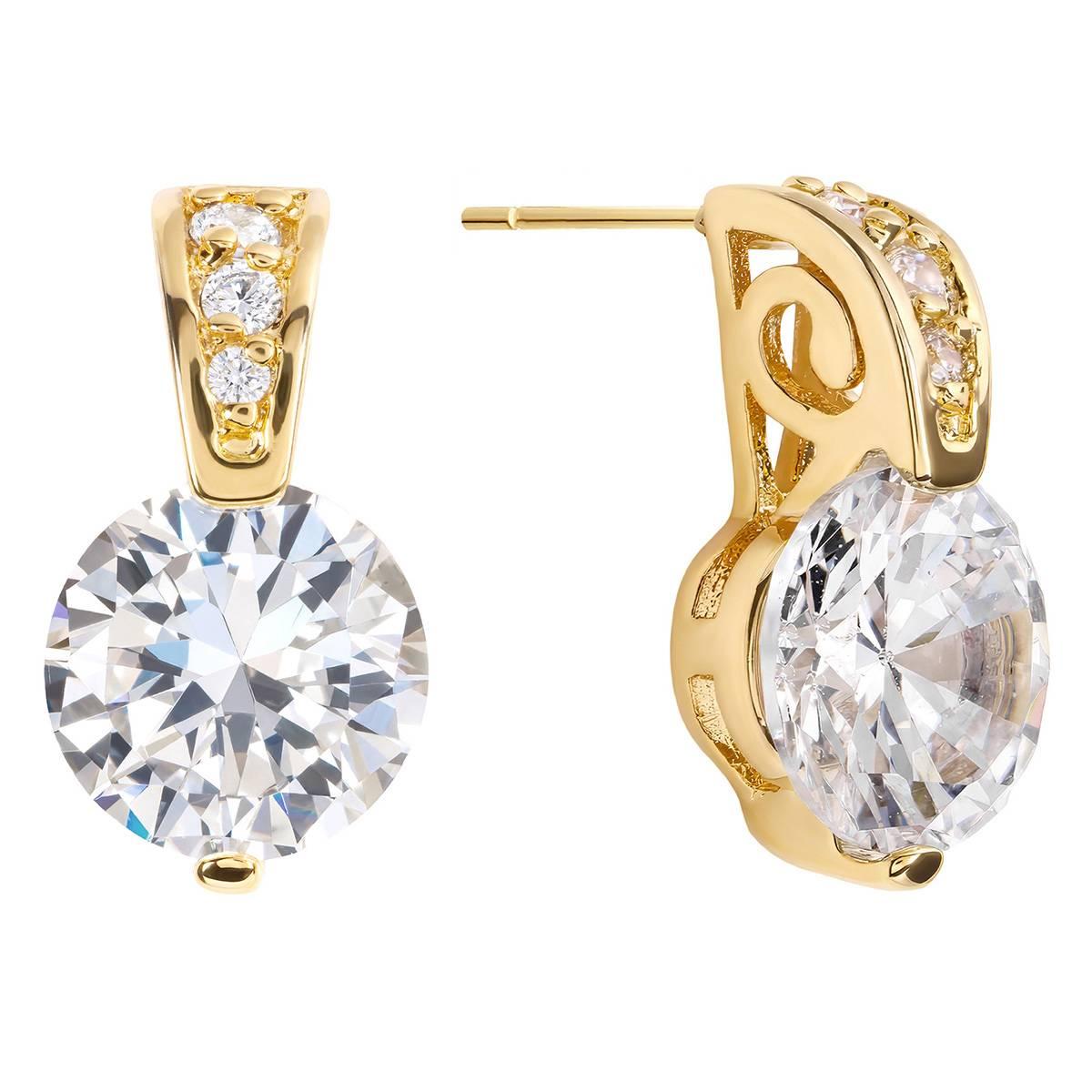 Click here for Athra 14kt. Gold over Brass Round CZ Stud Earrings prices
