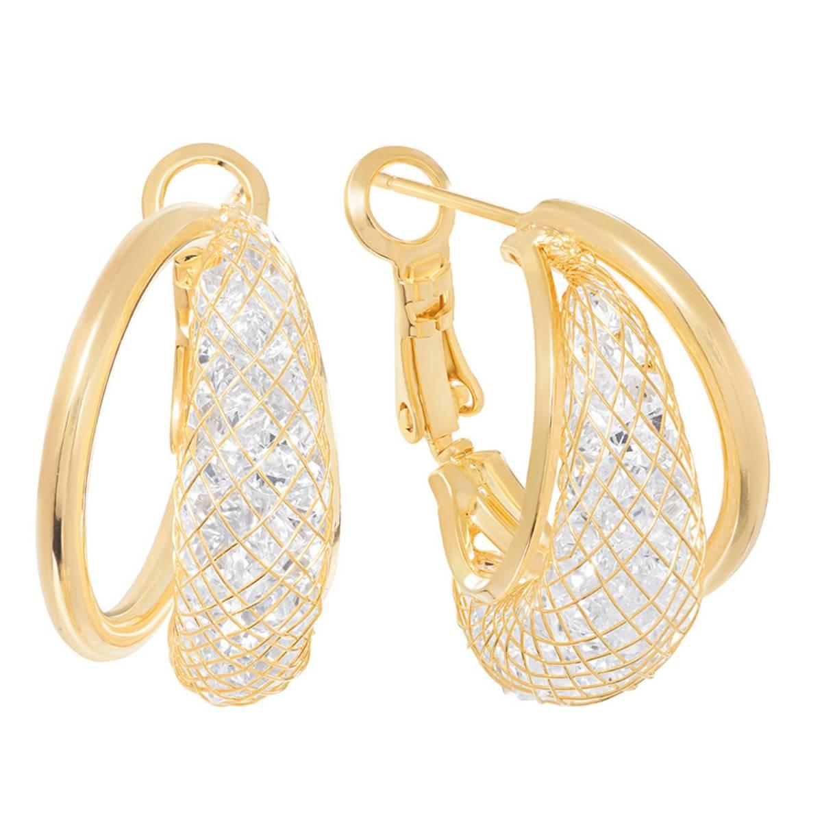 Click here for Athra 14kt. Gold Over Brass 22mm. Mesh Hoop Earrin... prices