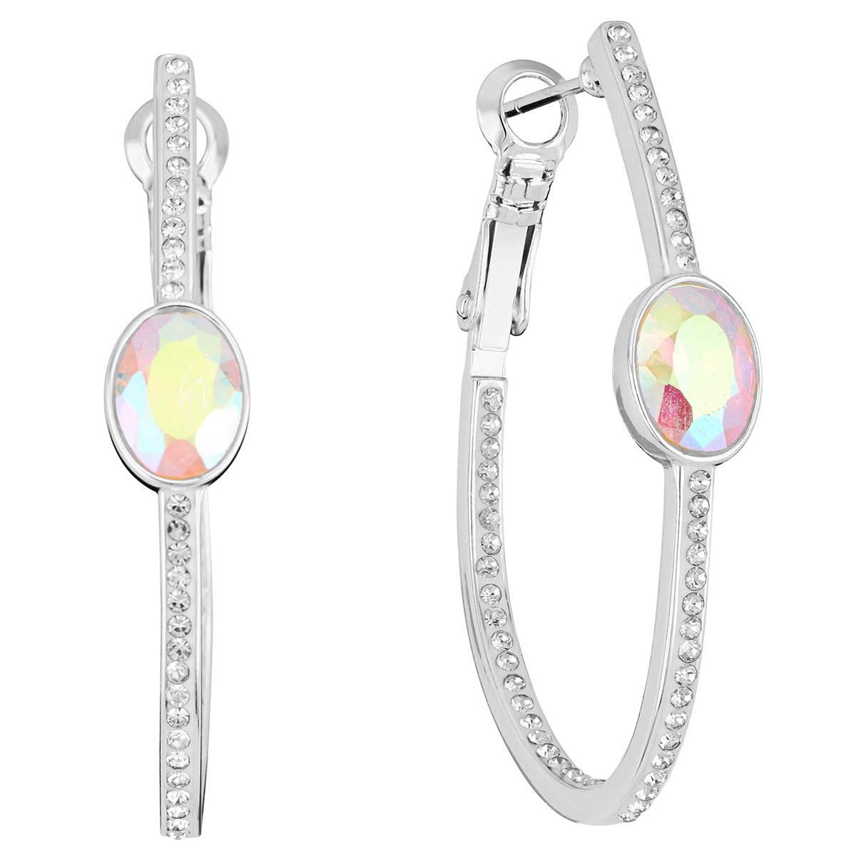 Click here for Athra 36mm Silver Plated Oval Hoop Earrings prices