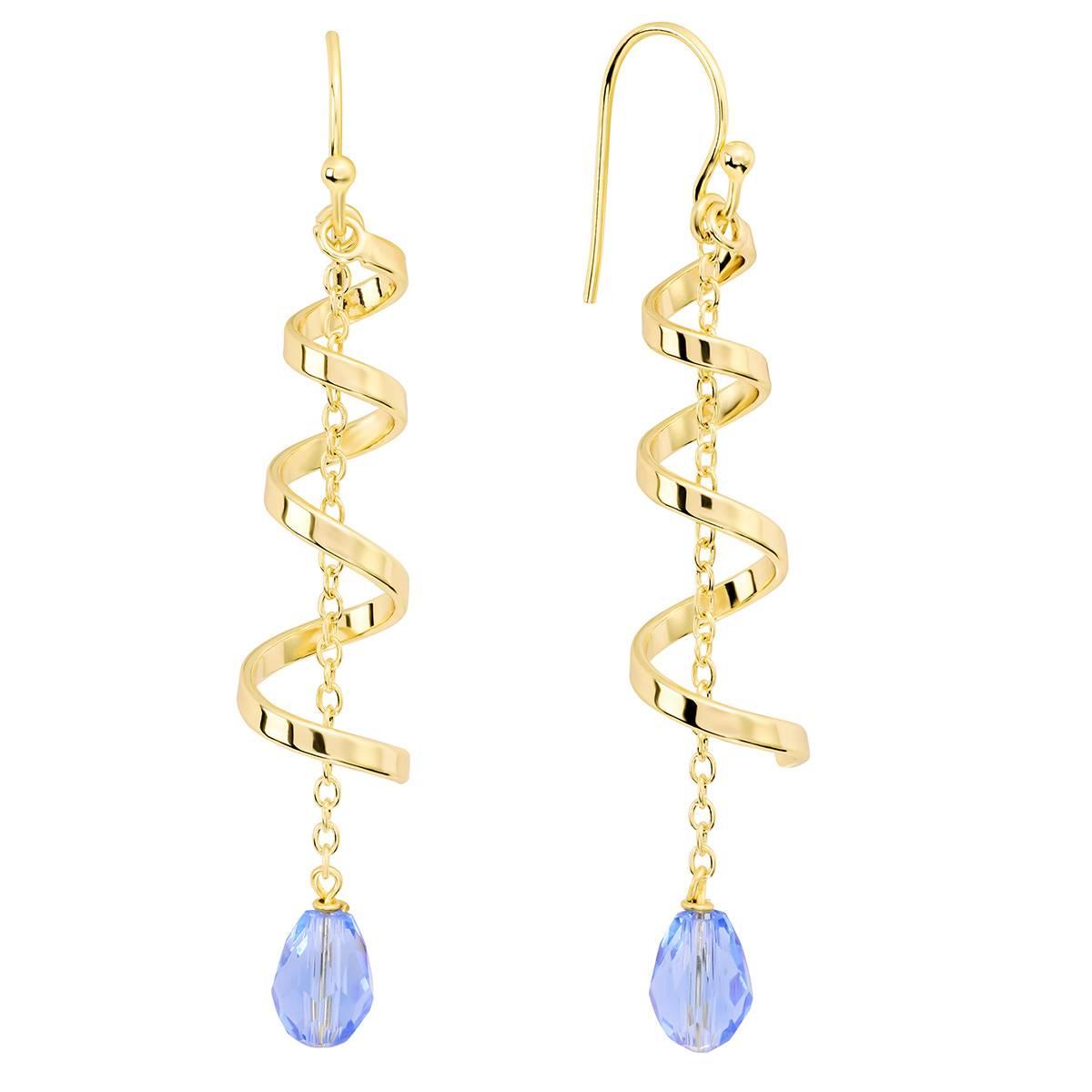 Click here for Athra 14kt. Gold over Brass & Blue Crystal Swirl D... prices