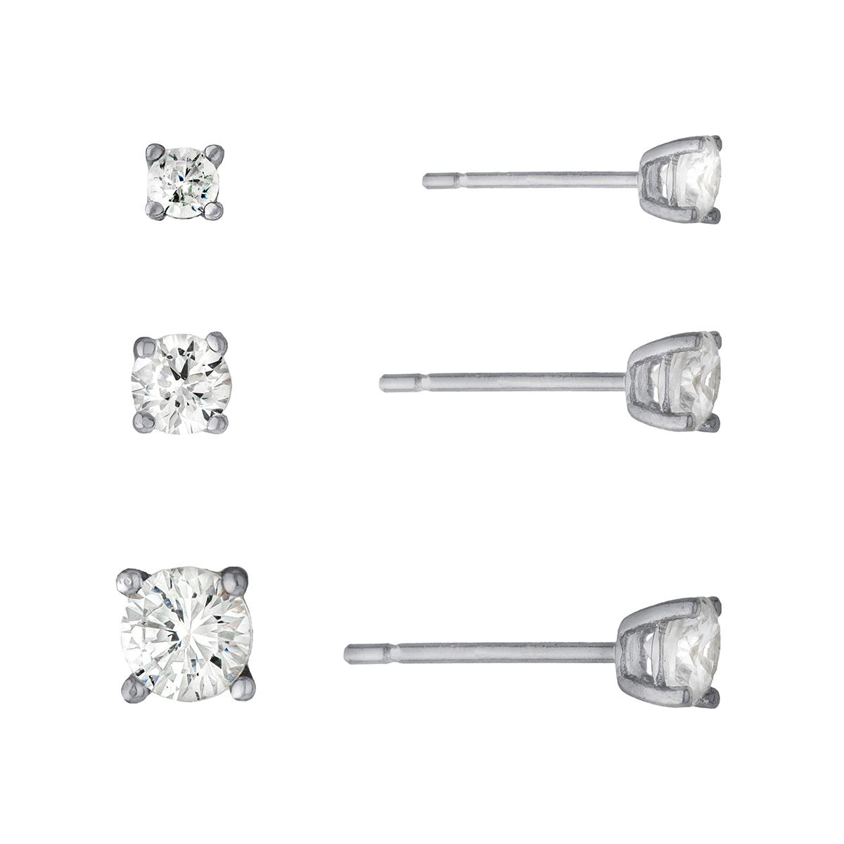 Click here for Athra Sterling Silver 3pc. CZ Stud Earrings Set prices