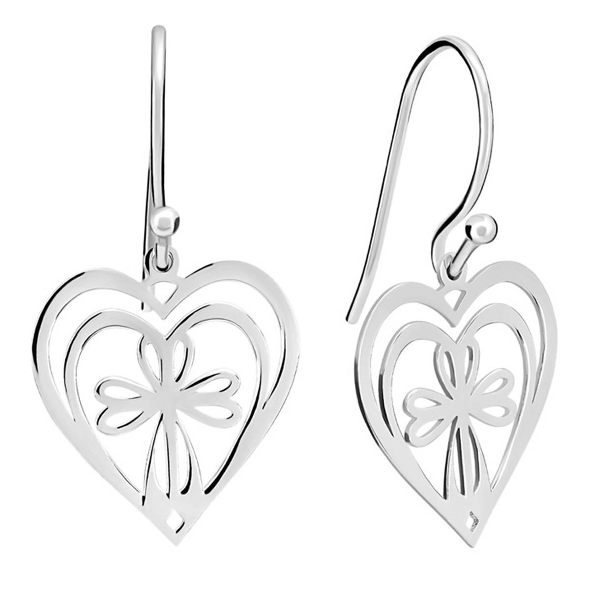 Click here for Athra Sterling Silver Open Heart Cross Drop Earrin... prices