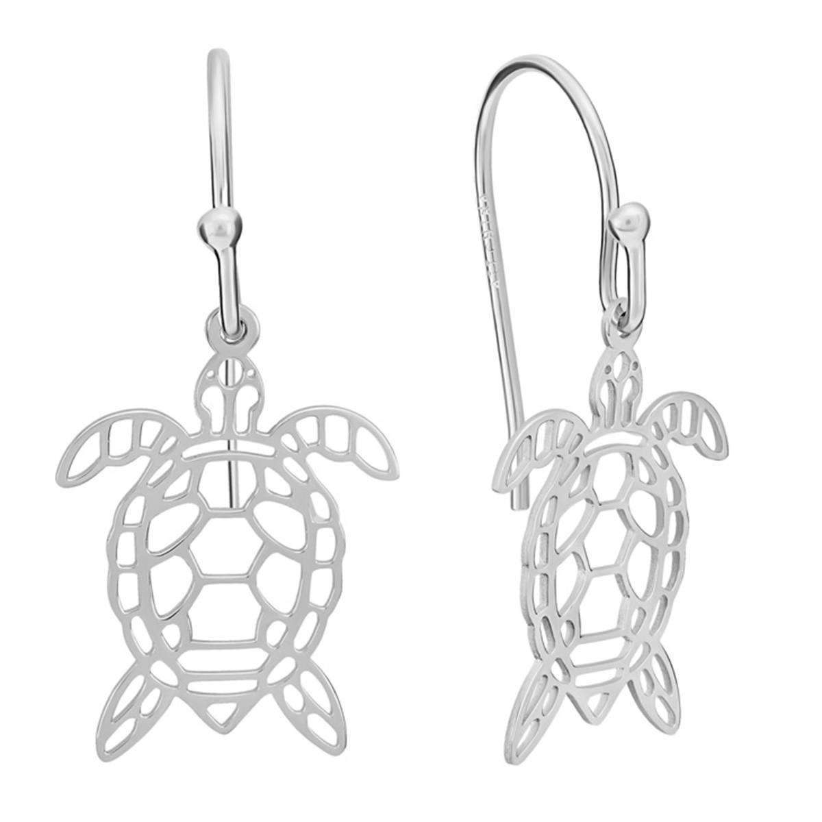 Click here for Athra Sterling Silver Laser Cut Turtle Drop Earrin... prices