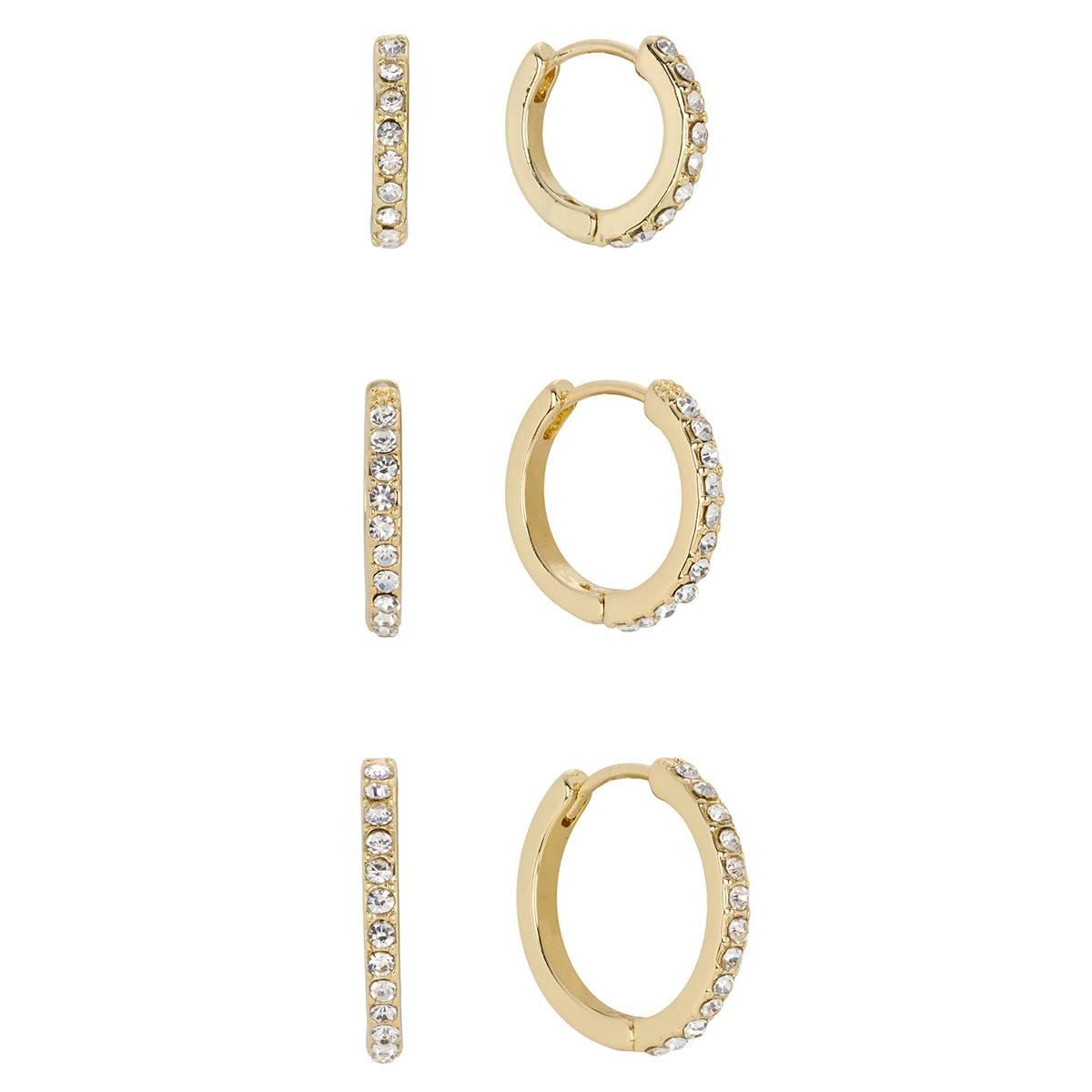 Click here for Athra 3pr. 14kt. 3pr. Gold over Brass CZ Huggie Ho... prices