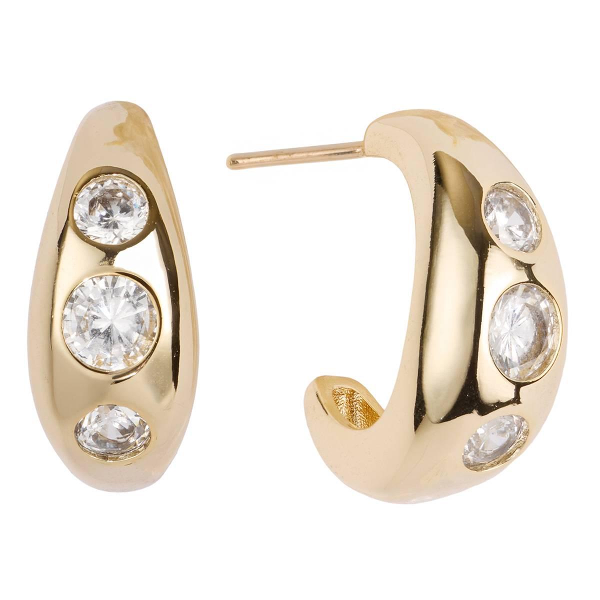 Click here for Athra 14kt. Gold over Brass 20mm CZ Hoop Post Earr... prices