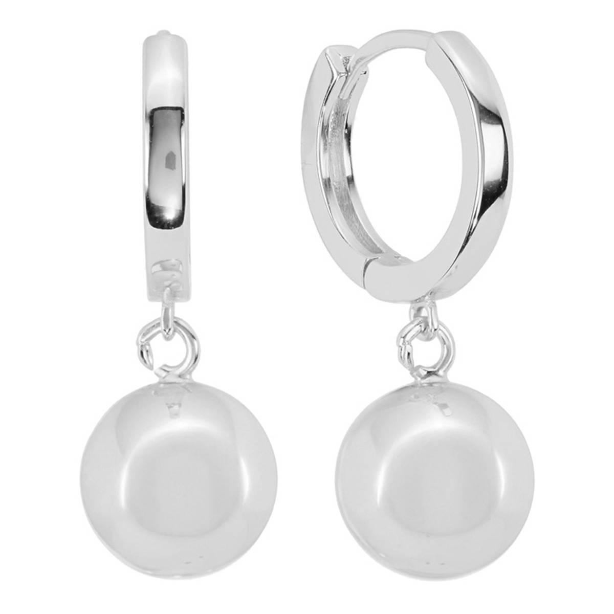 Click here for Athra Fine Silver Plated 10mm. Ball Drop Huggie Ho... prices