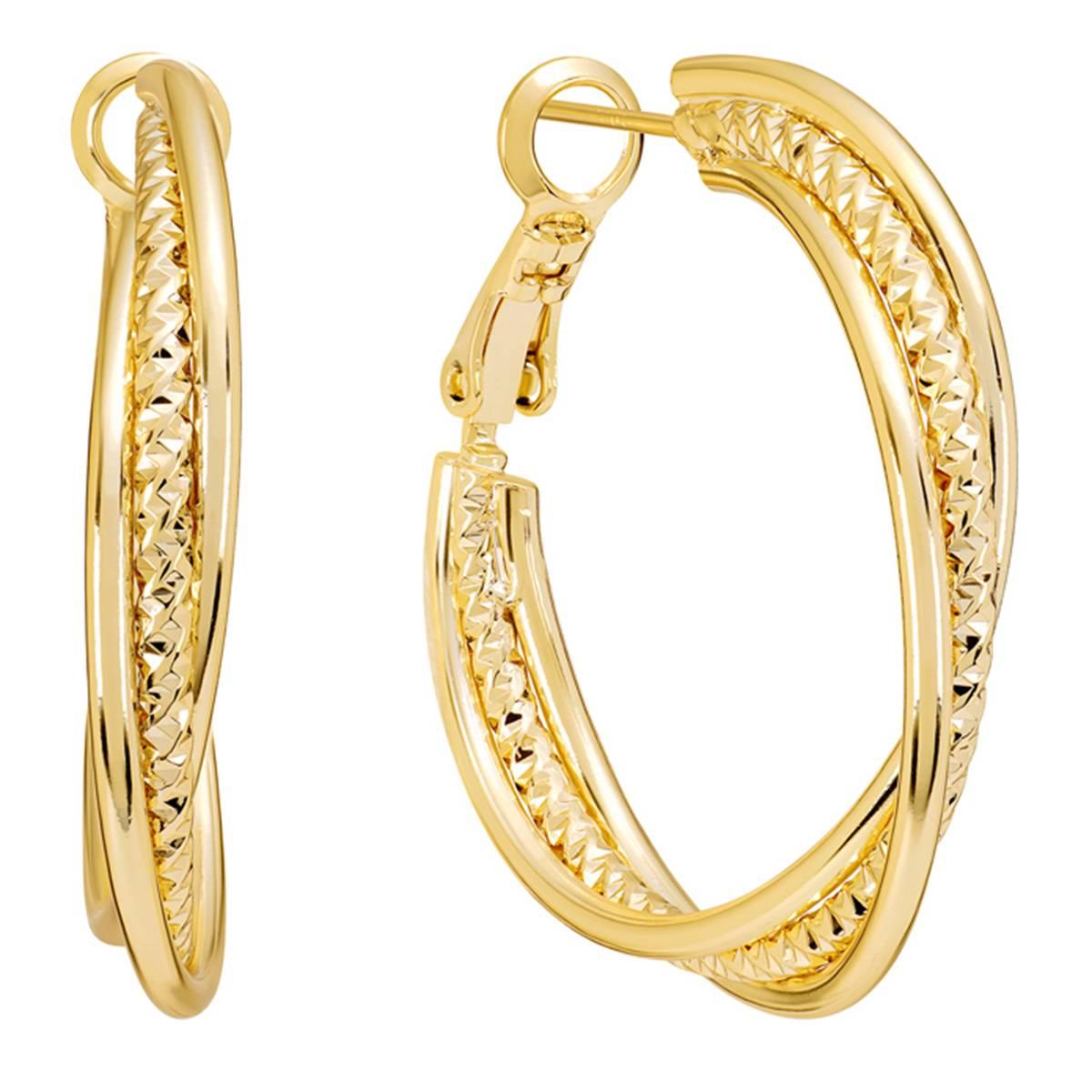 Click here for Athra 14kt. Gold Over Brass 31mm Triple Wire Hoop... prices