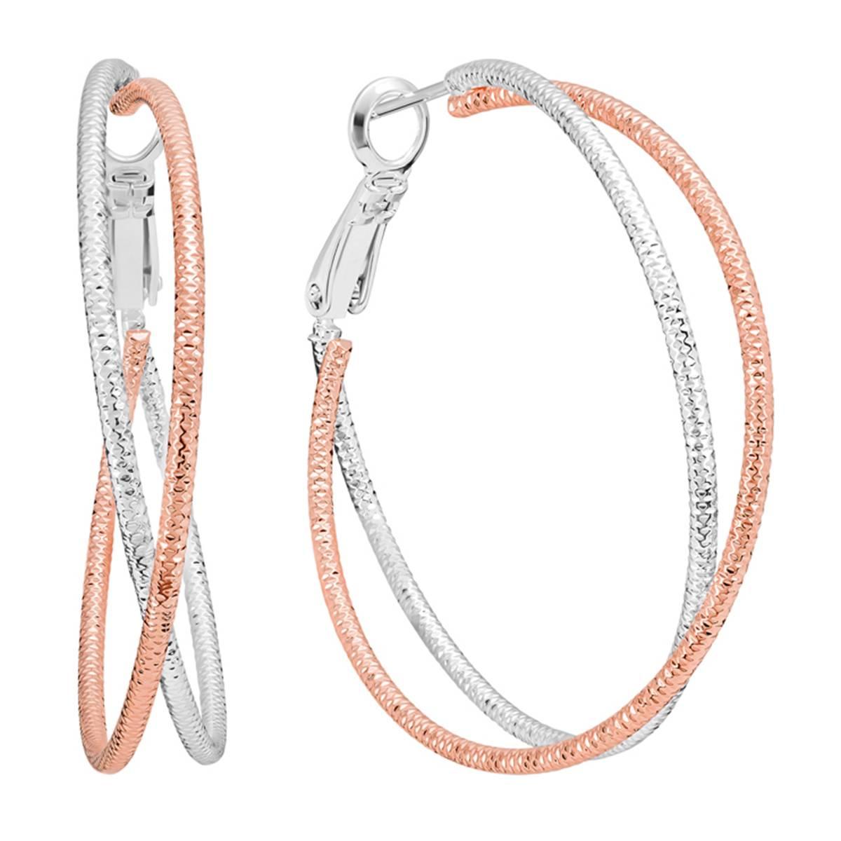 Click here for Athra Fine Silver Plated Two-Tone 40mm Diamond-Cut... prices