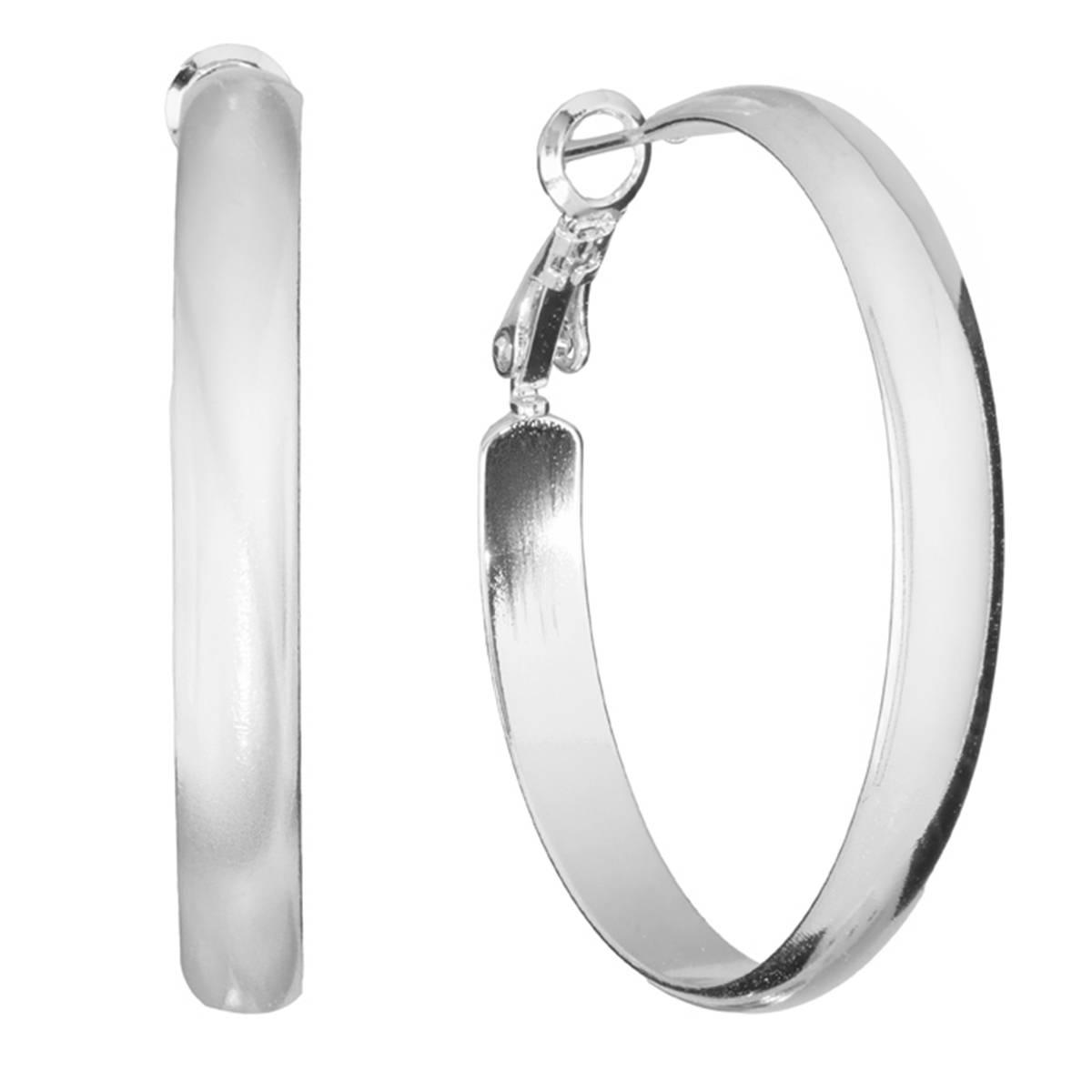 Click here for Fine Silver Plated 40mm. Wedding Band Style Hoop E... prices