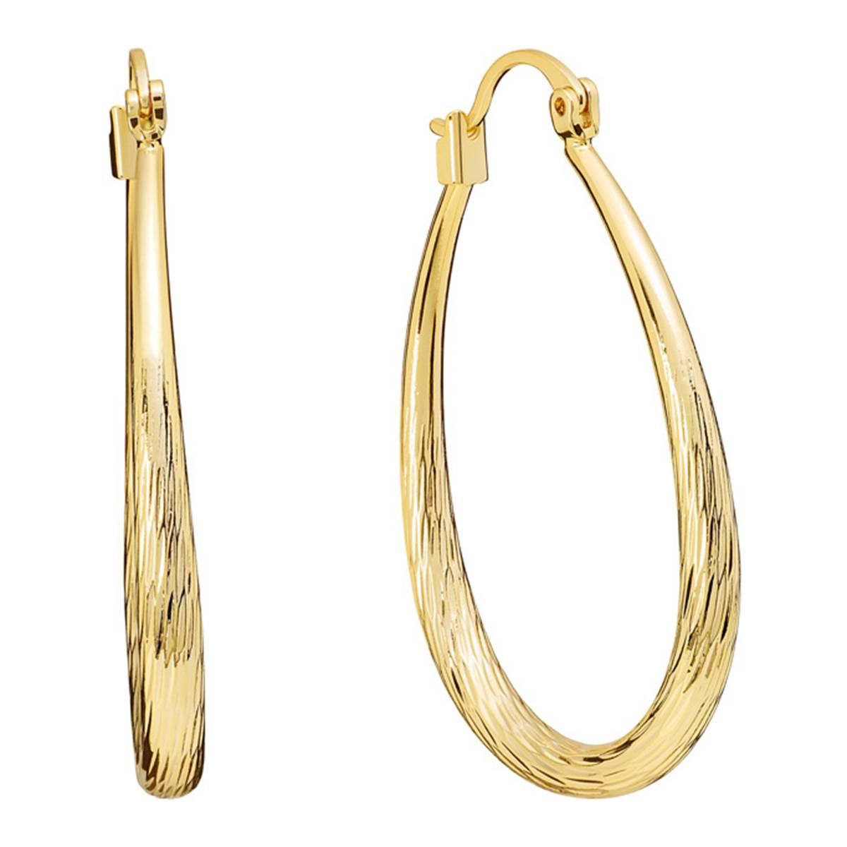 Click here for 14kt. Gold Over Brass 40mm  Diamond-Cut Teardrop H... prices