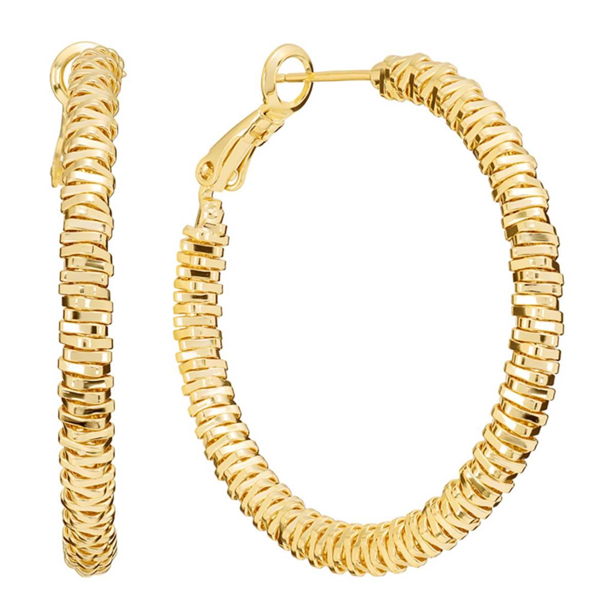 Click here for 14kt. Gold Over Brass 40mm. Textured Hoop Earrings prices
