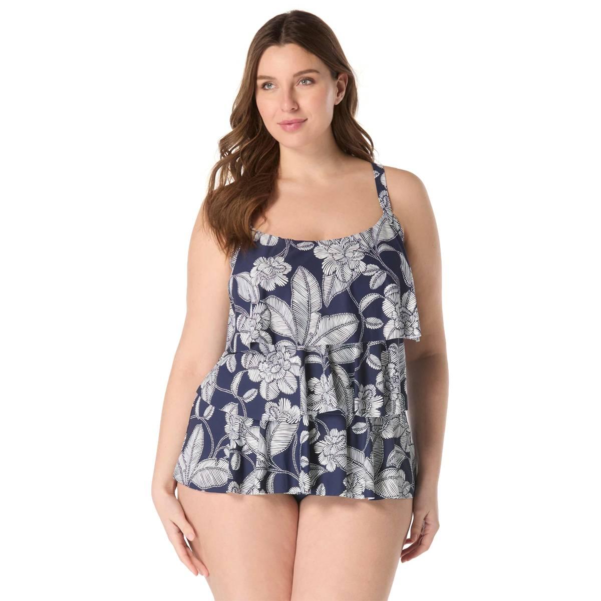 Click here for Plus Size Beach House Coastal Bloom Jane Ruffle Ta... prices