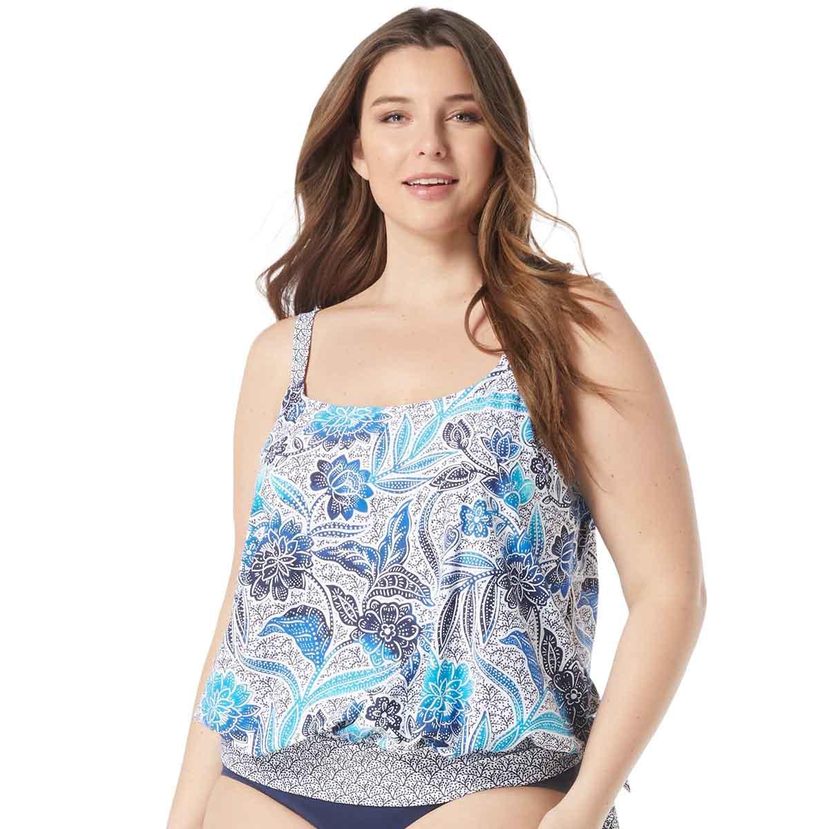 Click here for Plus Size Beach House Sarah Blouson Floral Tankini... prices