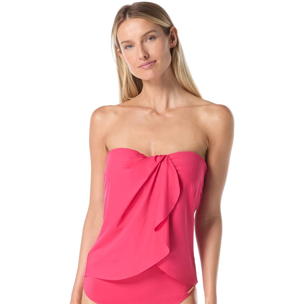Click here for Womens Vince Camuto Solid Draped Bandeau Tankini S... prices