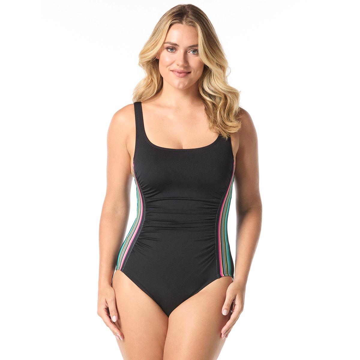 Click here for Womens Gabar Sunrise Side Stripe Scoop Neck One Pi... prices