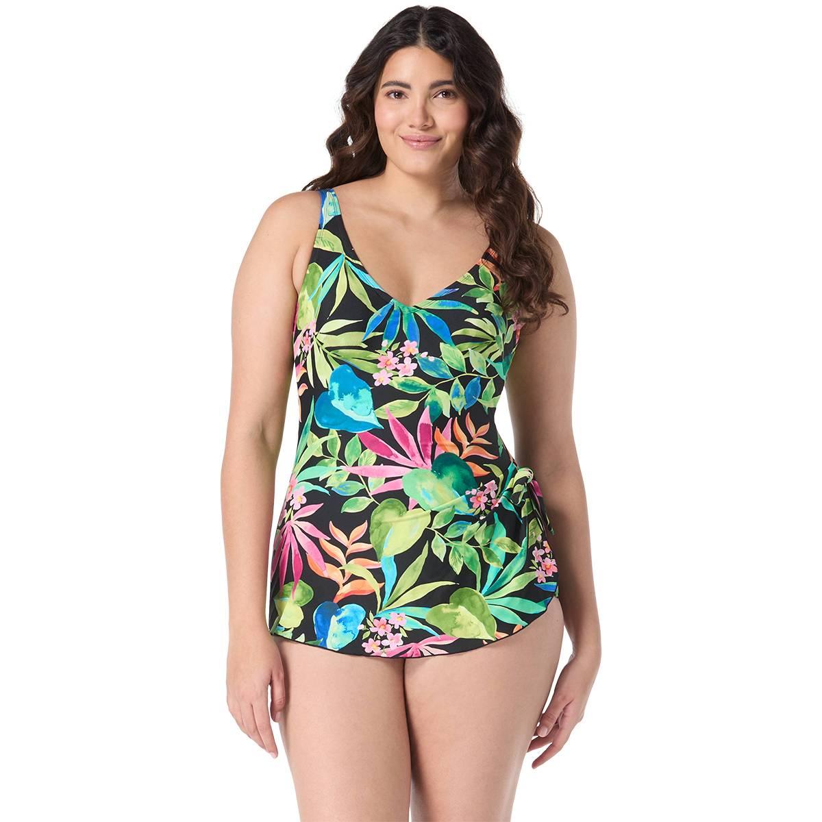 Click here for Womens Roxanne V-Neck Sarong Tropical One Piece Sw... prices