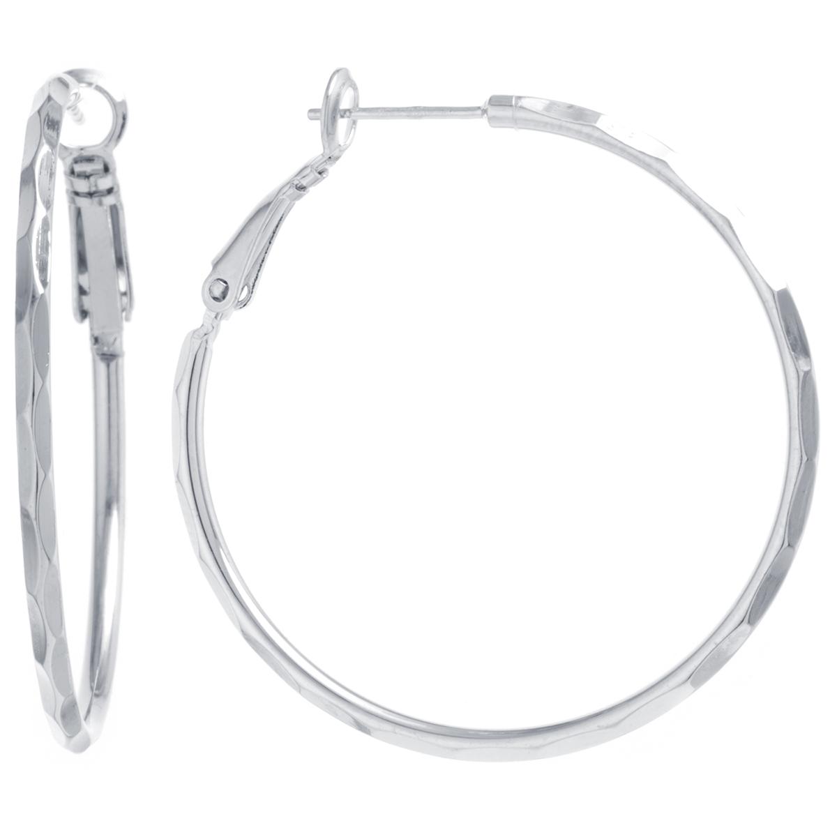 Click here for Fine Silver Plated 40mm Diamond Cut Hoop Earrings prices