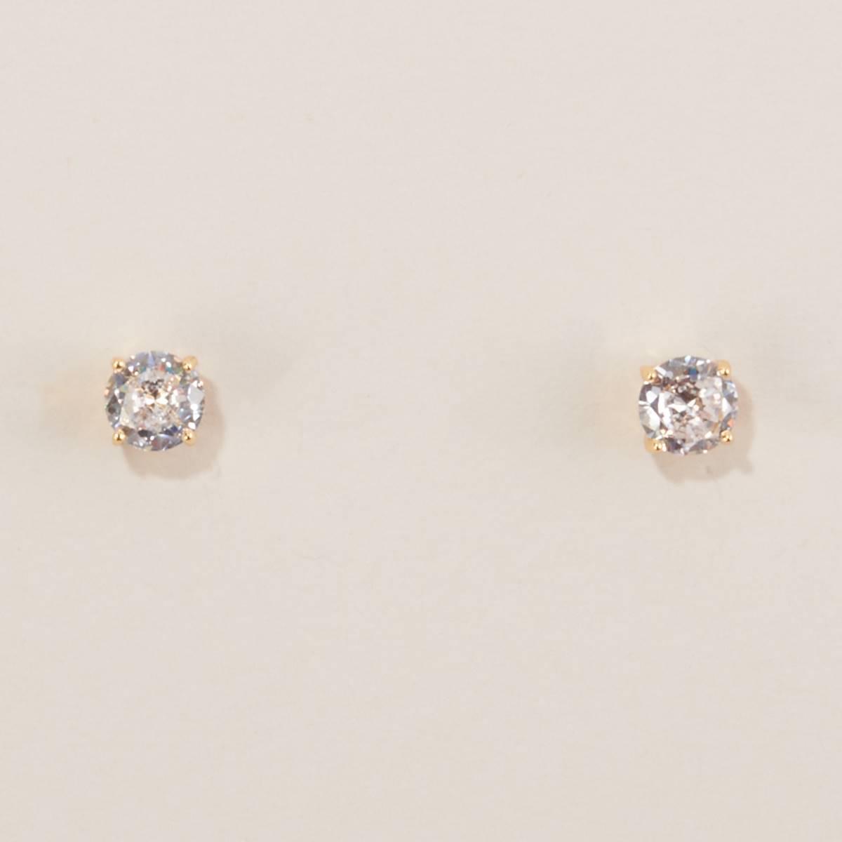 Click here for Design Collection Gold-Tone CZ 7mm Round Stud Earr... prices