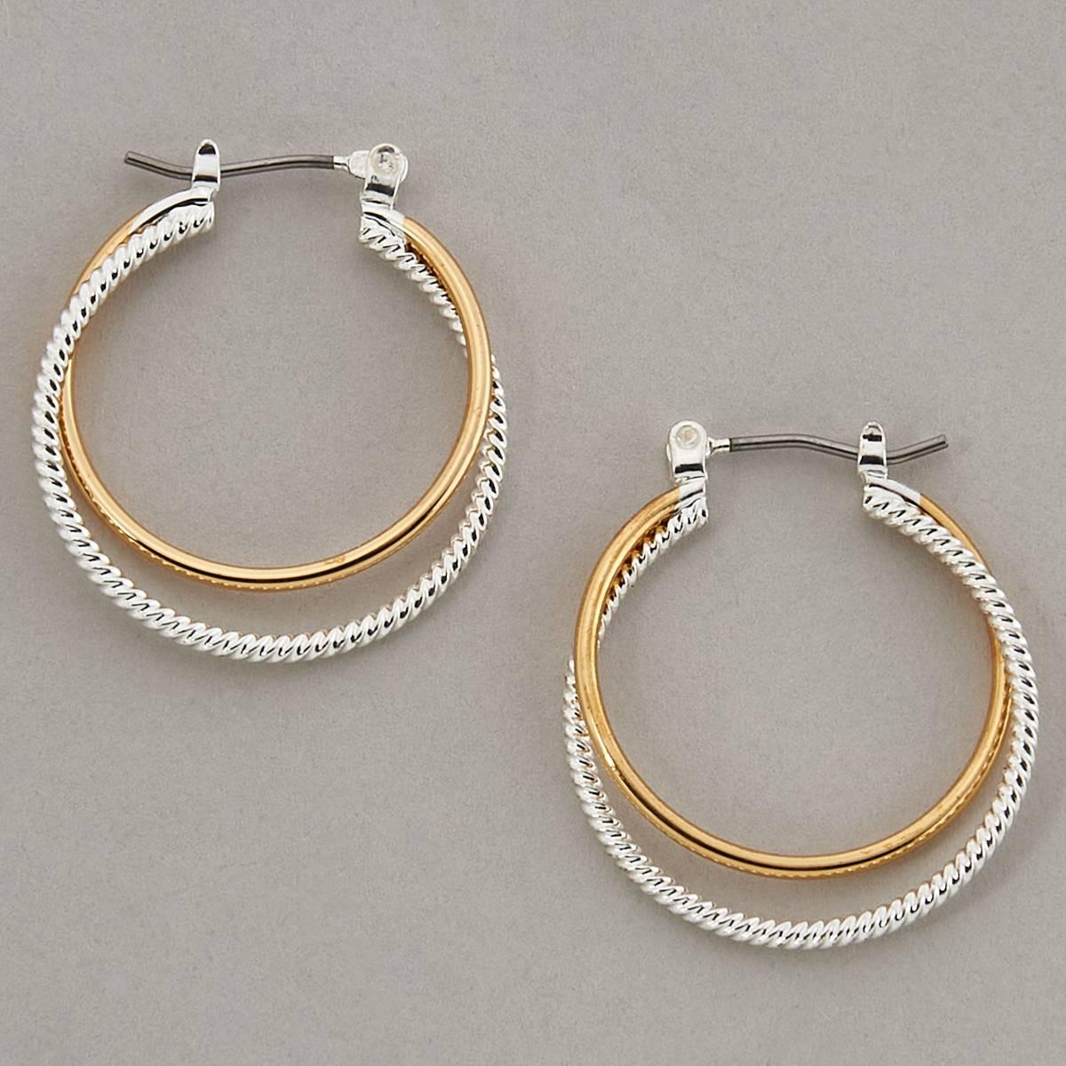 Click here for Design Collection Two-Tone Twisted Double Hoop Ear... prices