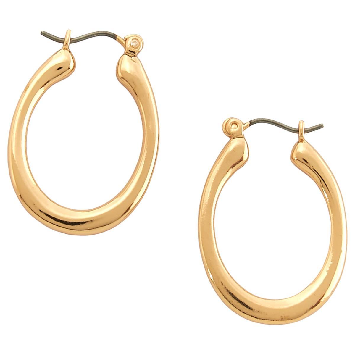 Click here for Design Collection Gold-Plated Oval Hoop Earrings prices