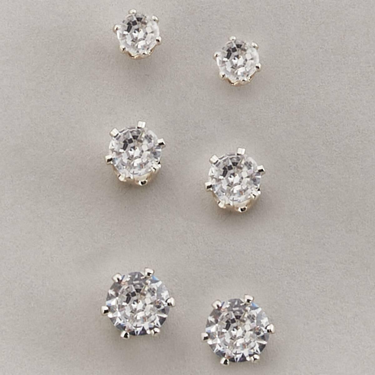 Click here for Design Collection Silver-Plated CZ Stud Earrings T... prices