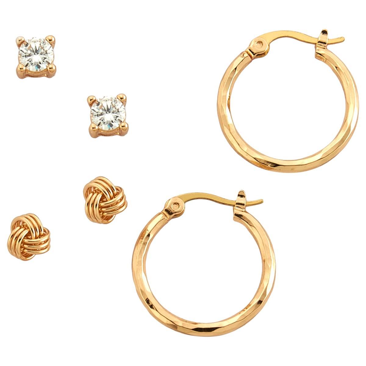 Click here for Design Collection Gold-Plated CZ Hoop & Knot Trio... prices