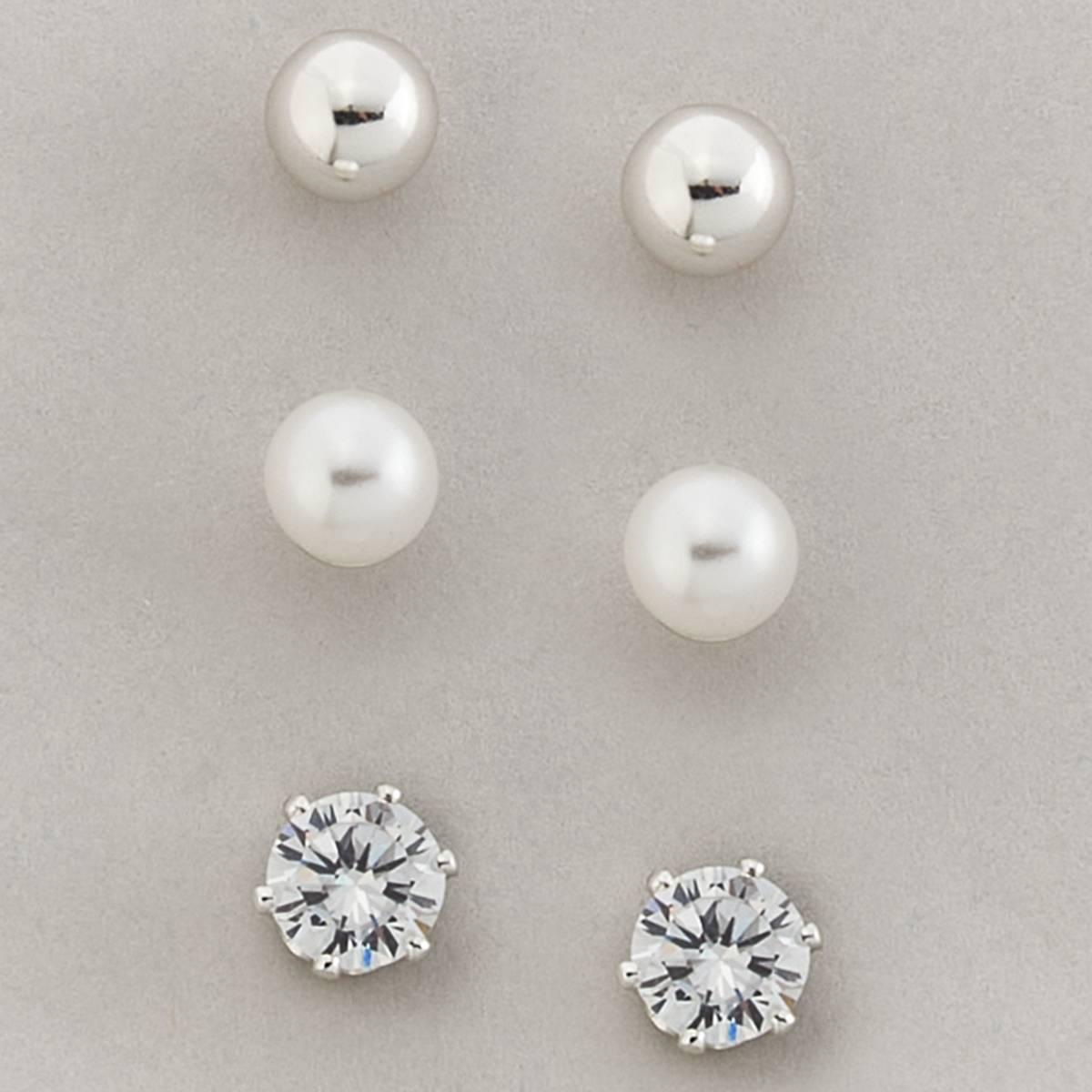 Click here for Design Collection Pearl & Crystal Trio Earrings prices