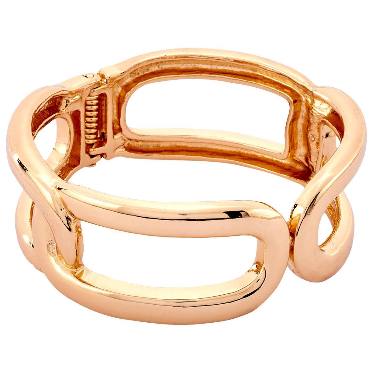 Click here for Design Collection Gold-Tone Open Work Hinged Bangl... prices