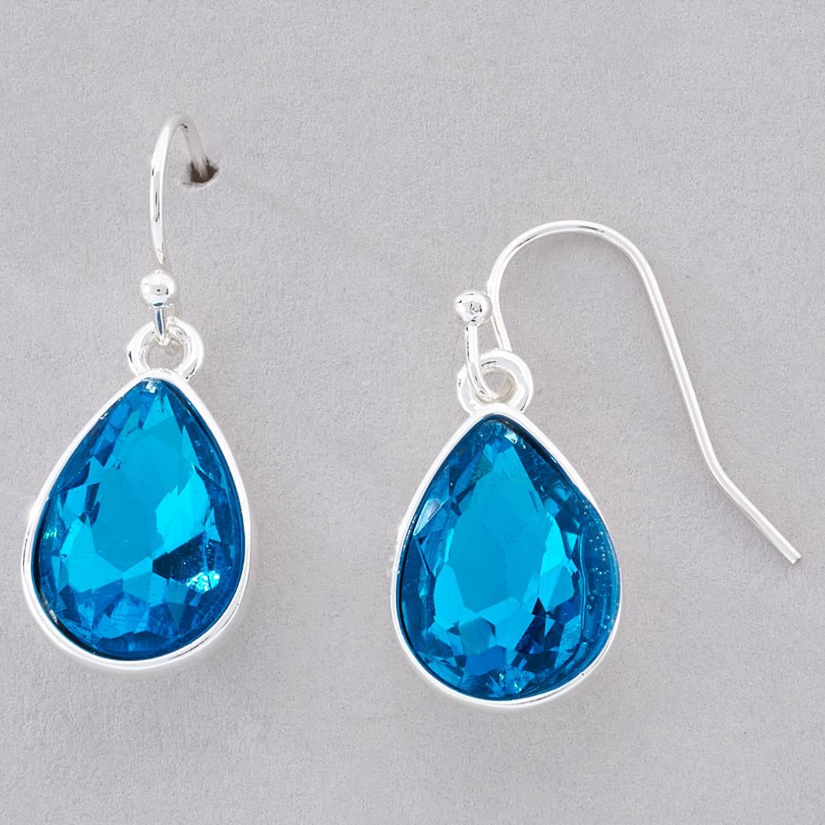 Click here for Design Collection Aquamarine Drop Crystal Earrings prices