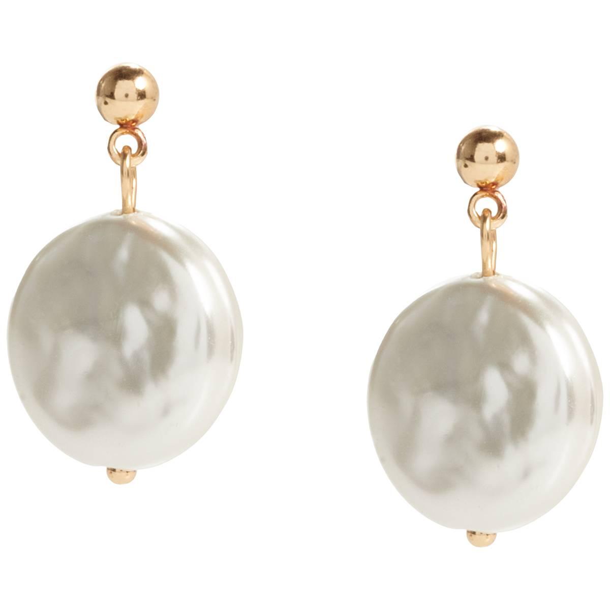 Click here for Design Collection Gold-Tone Glass/Pearl Drop Earri... prices